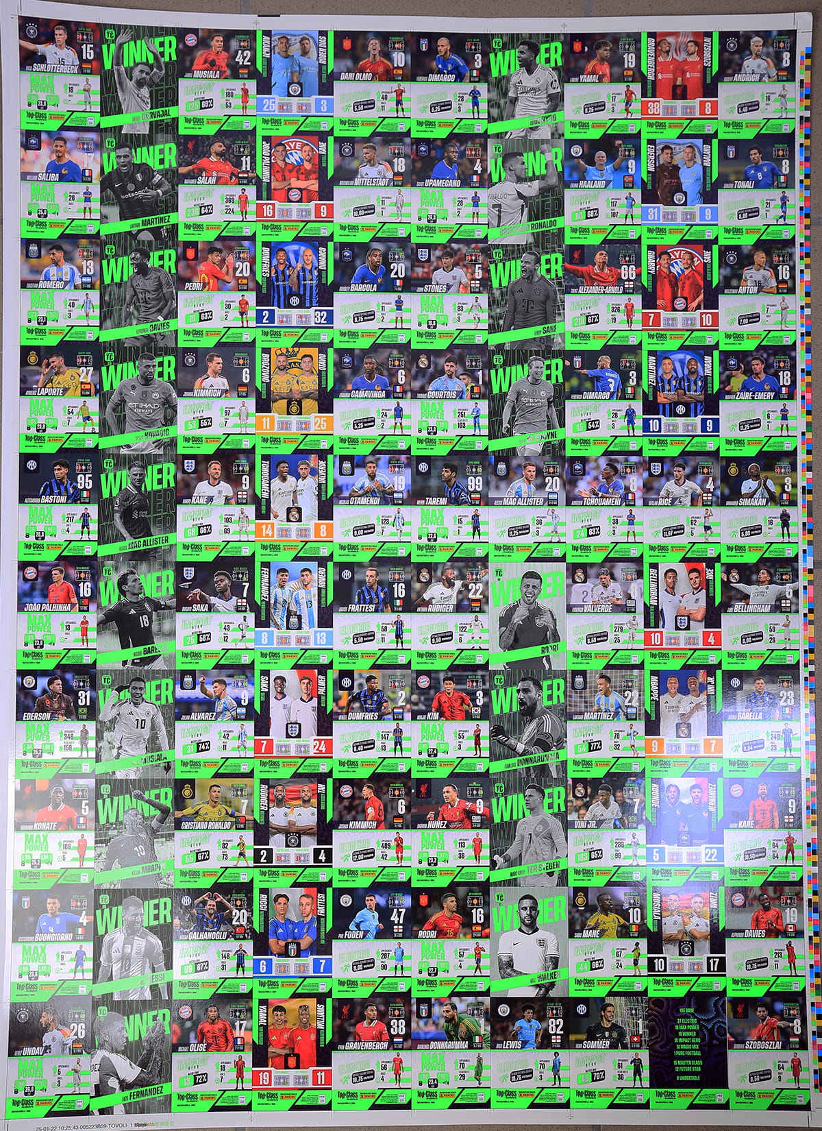 TOP CLASS 2025 - UNCUT SHEET - MATRYCA panini UNIKAT 100 karty fantop.pl